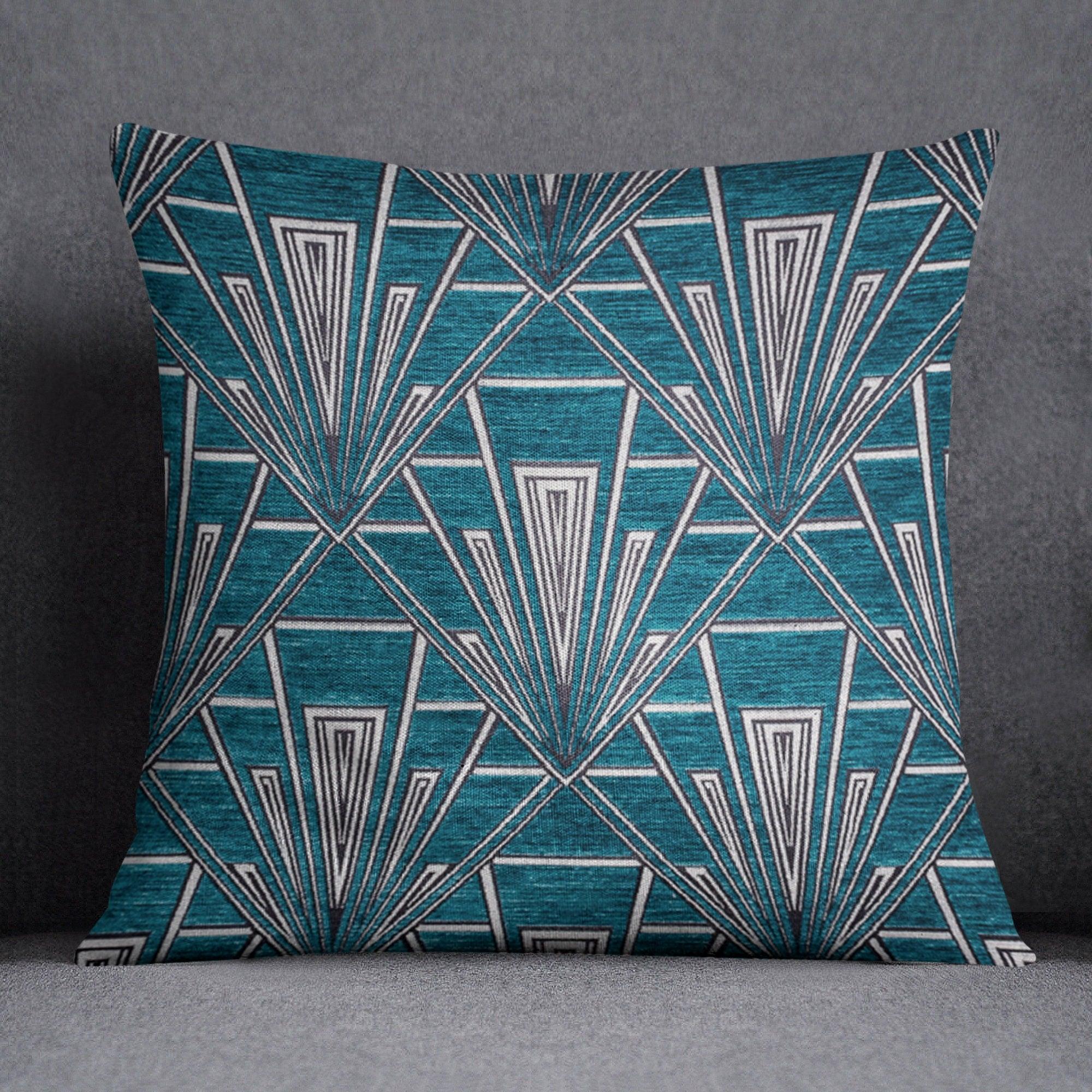 Extra Large Art Deco Cushion - Blue Crocus Textiles